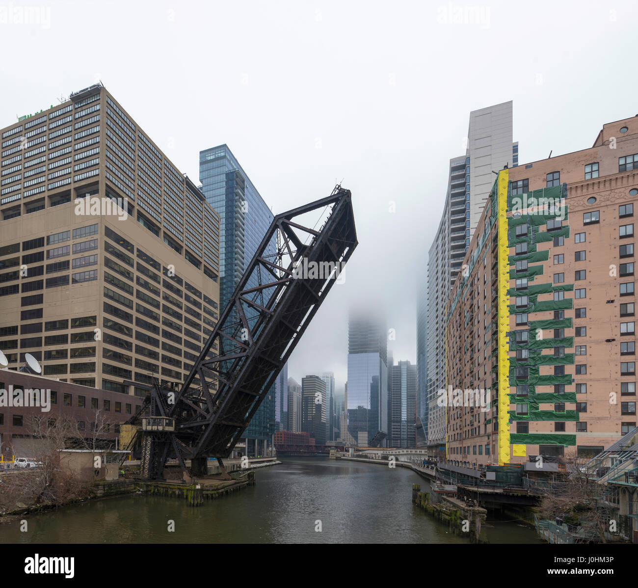 Lifted Chicago Bridge in Chicago, illinois, USA Stock Photo - Alamy