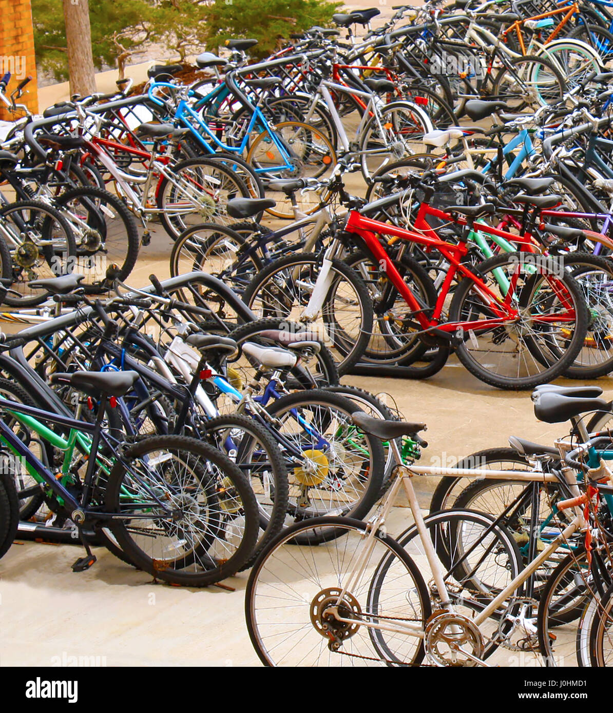 A crowded area for parking bicycles Stock Photo - Alamy