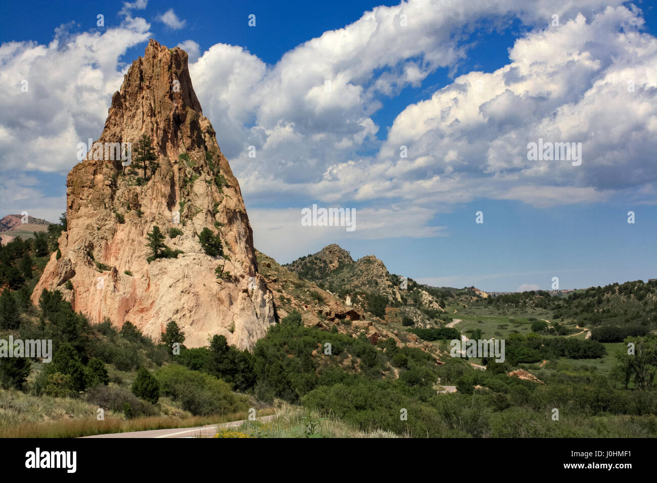 A view of a large rock formation in the Colorado's Rocky Mountains with ...