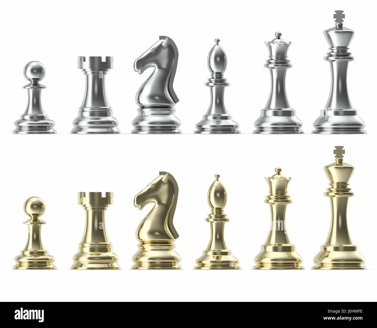 Silver and gold set of icons for chess, on white background ...