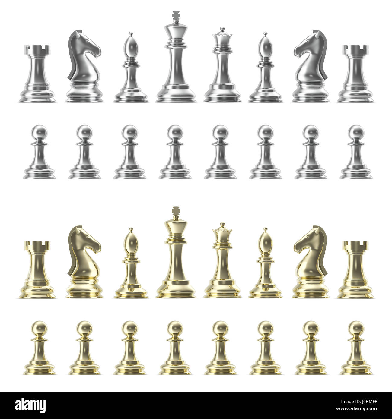 Silver and gold set of icons for chess, on white background ...