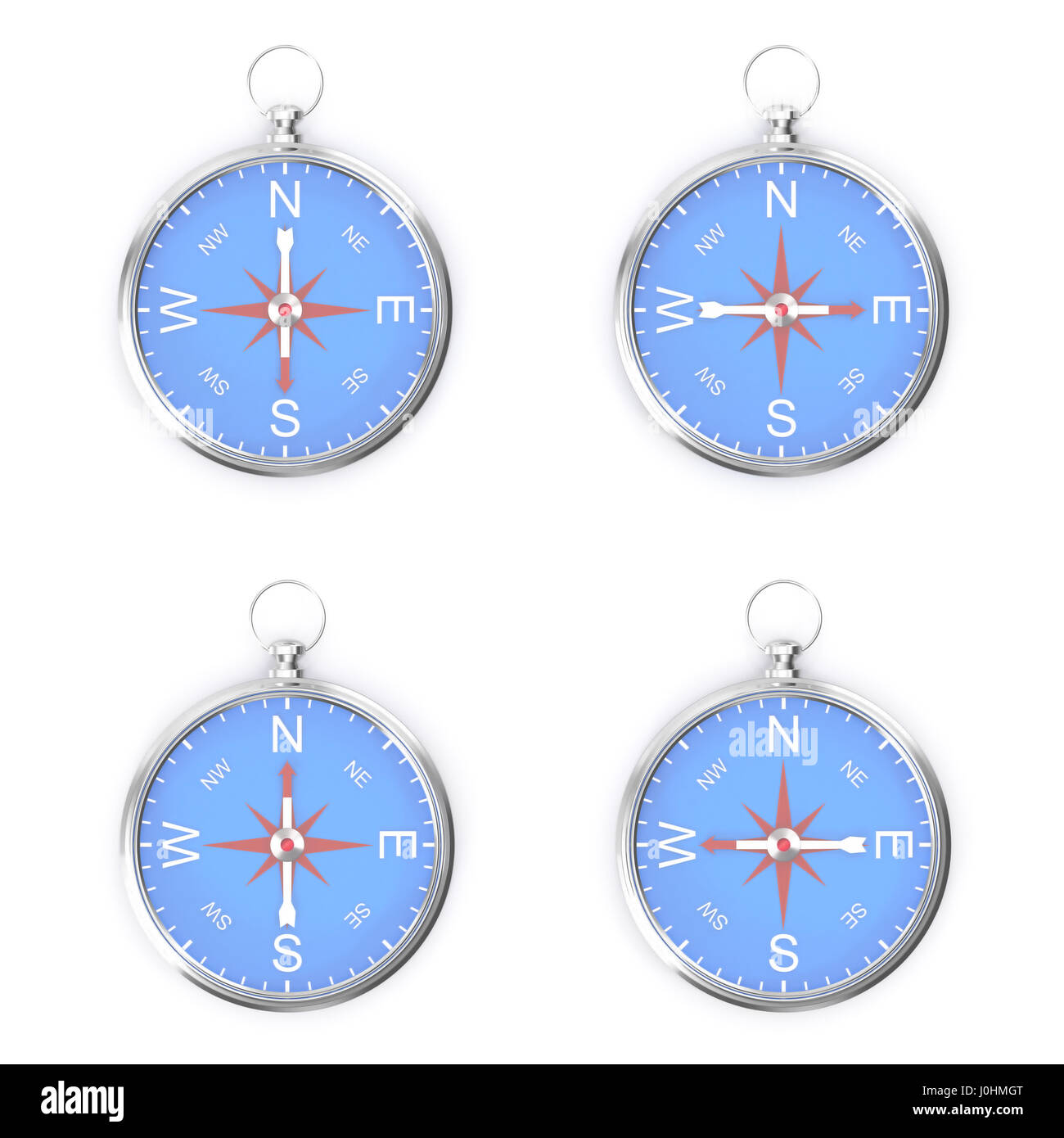 Collection of classic compasses, isolated on white background with ...