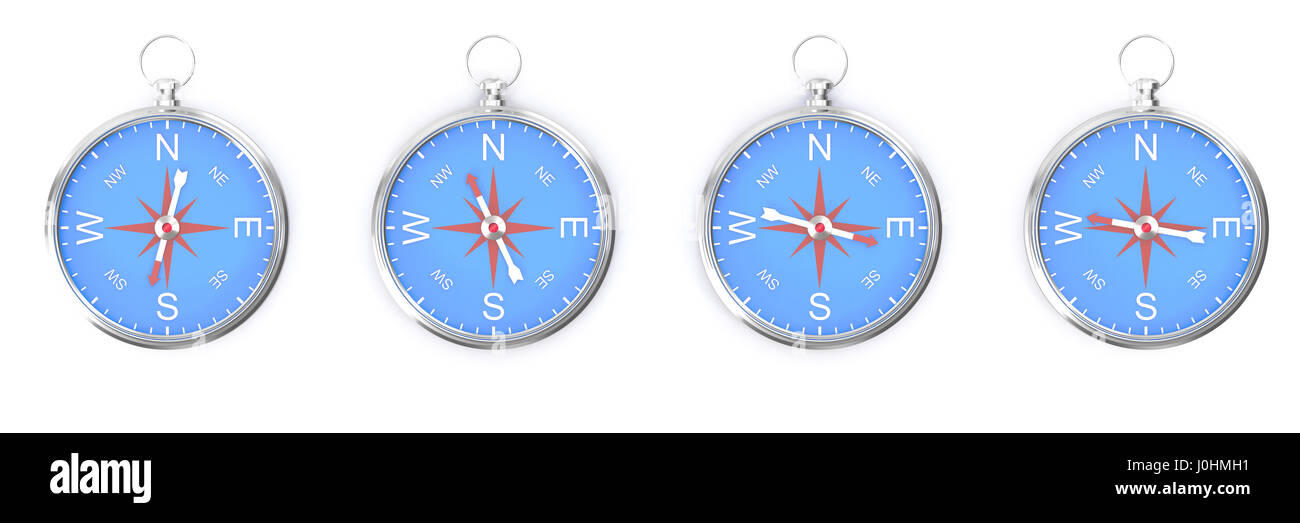 Collection of classic compasses, isolated on white background with ...