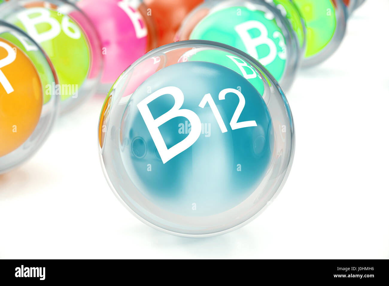 Vitamin B12, isolated on white background. Symbol of health and ...