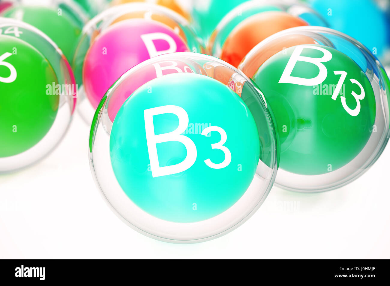 Vitamin B3, group of organic substances, food additive, isolated, on ...