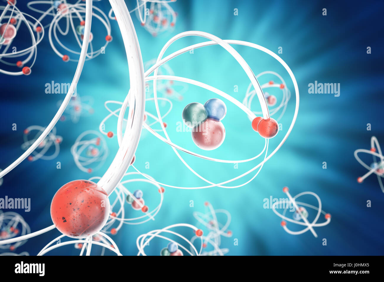 Atom background, shining nuclear model atoms and electrons. Physics ...