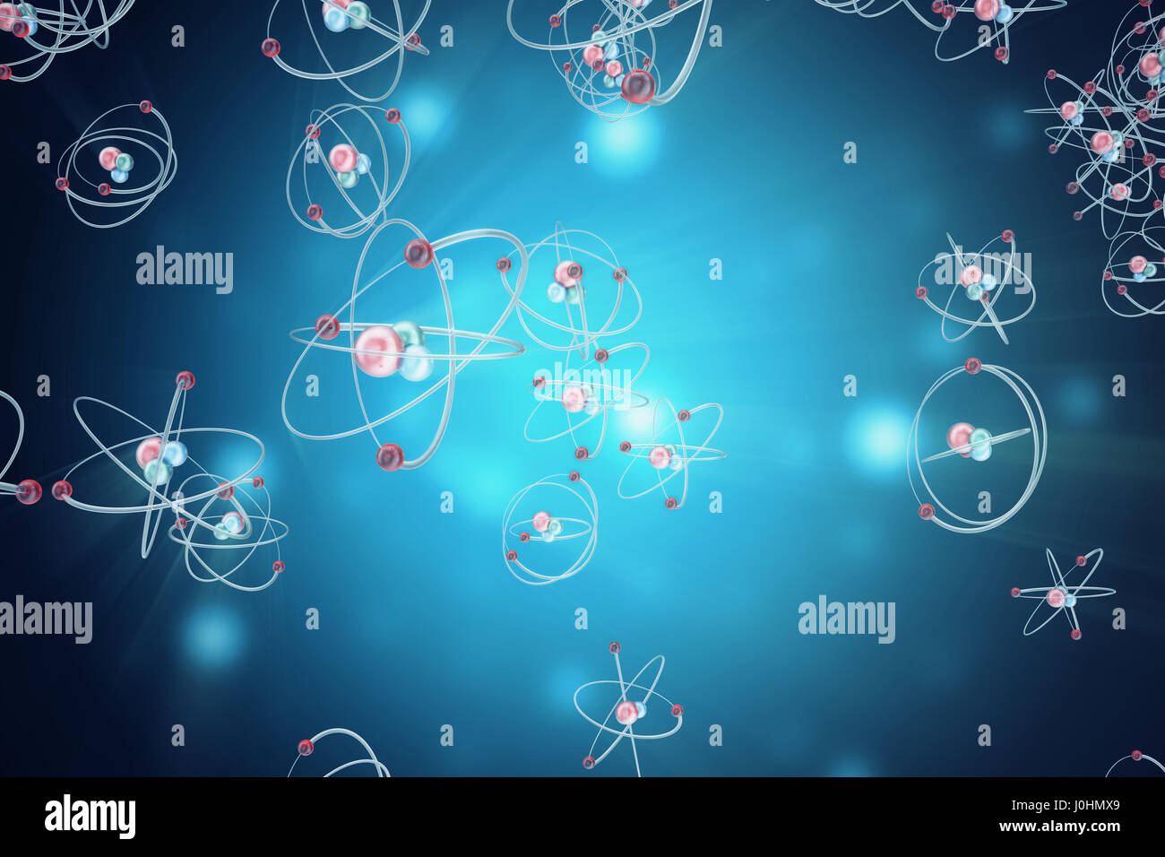 Atom background, shining nuclear model atoms and electrons. Physics ...