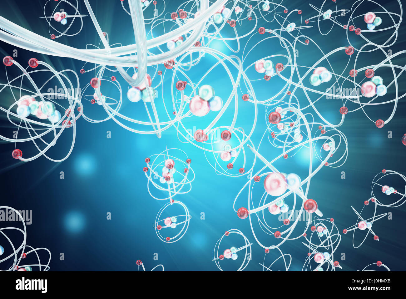 Atom background, shining nuclear model atoms and electrons. Physics ...