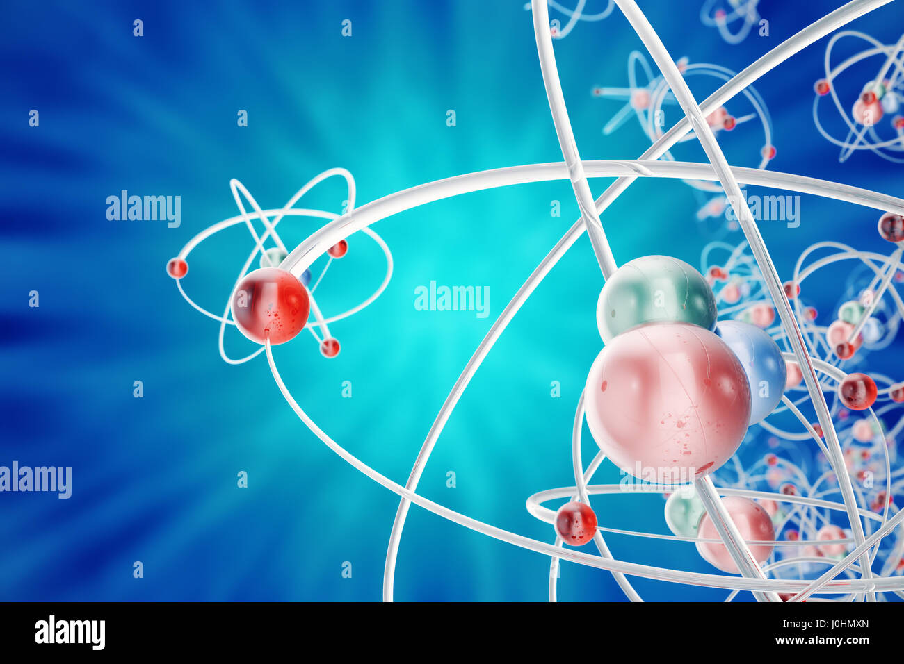 Abstract atom background, digital illustration of atom. Glowing energy ...