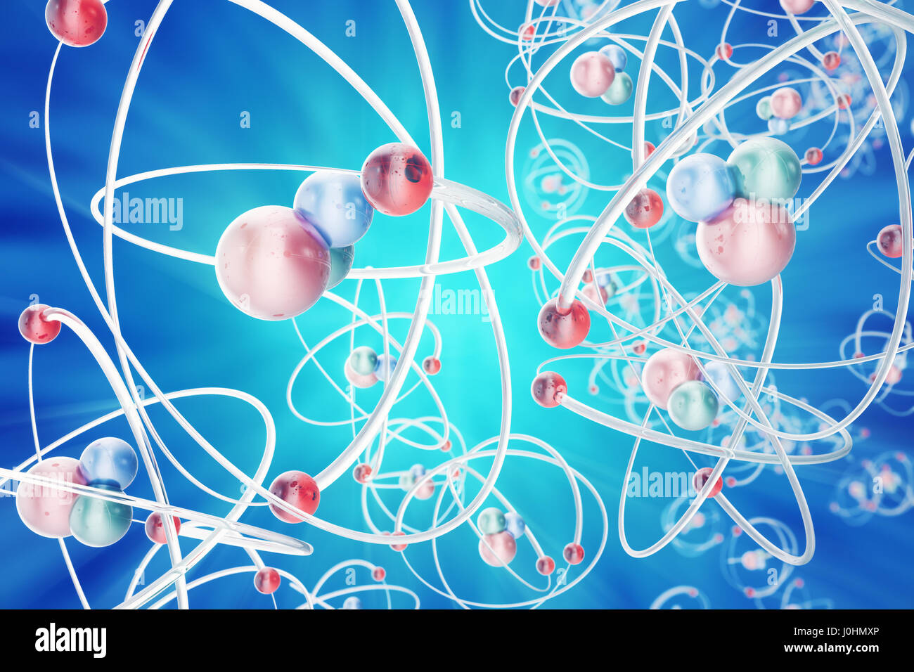 Abstract atom background, digital illustration of atom. Glowing energy ...