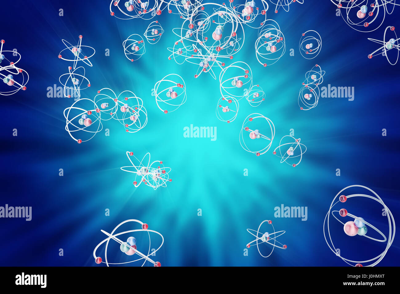 Abstract atom background, digital illustration of atom. Glowing energy ...