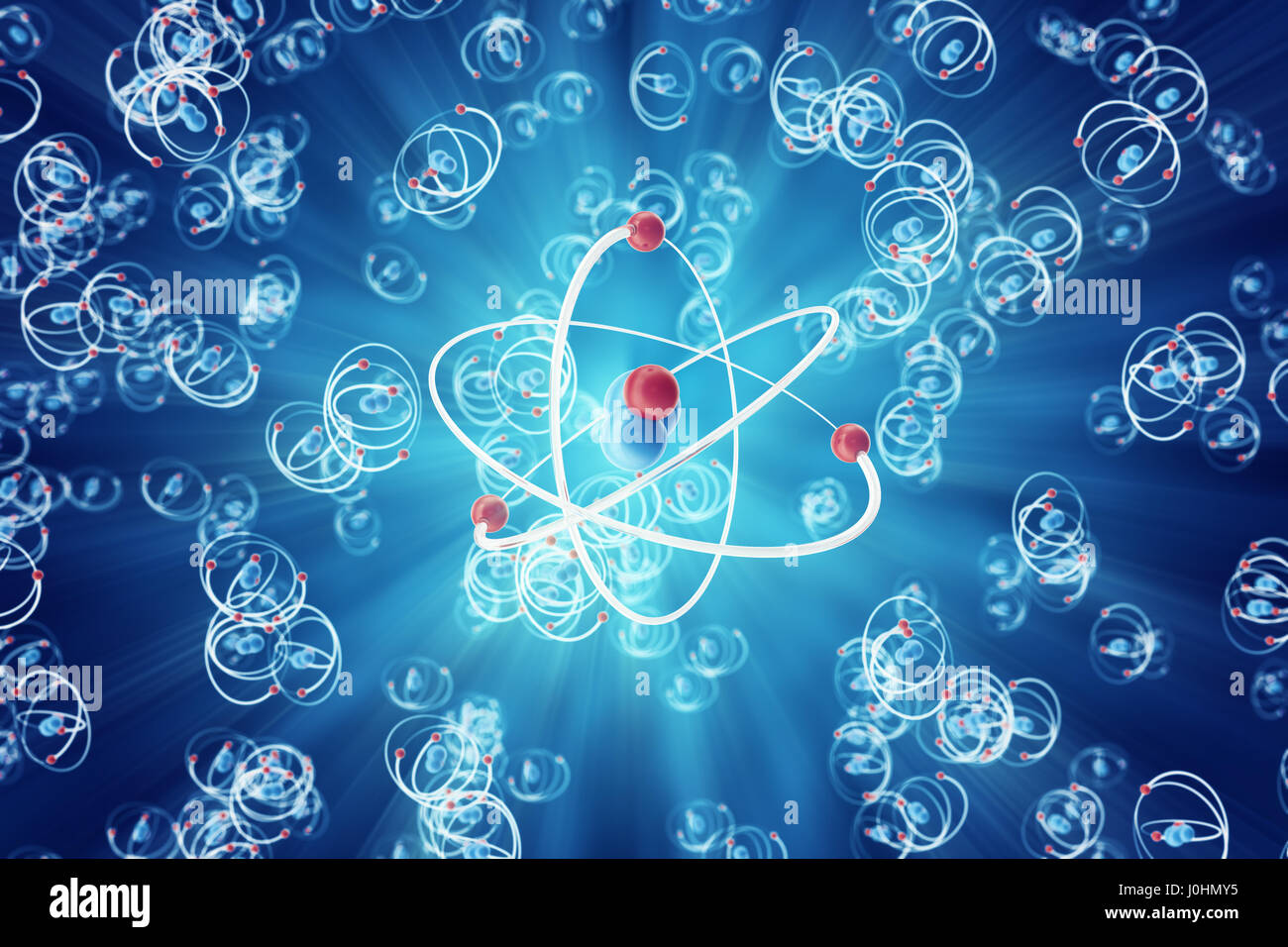 Abstract atom background, digital illustration of atom. Glowing energy ...