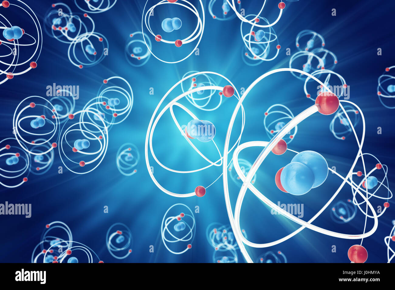 Abstract atom background, digital illustration of atom. Glowing energy ...