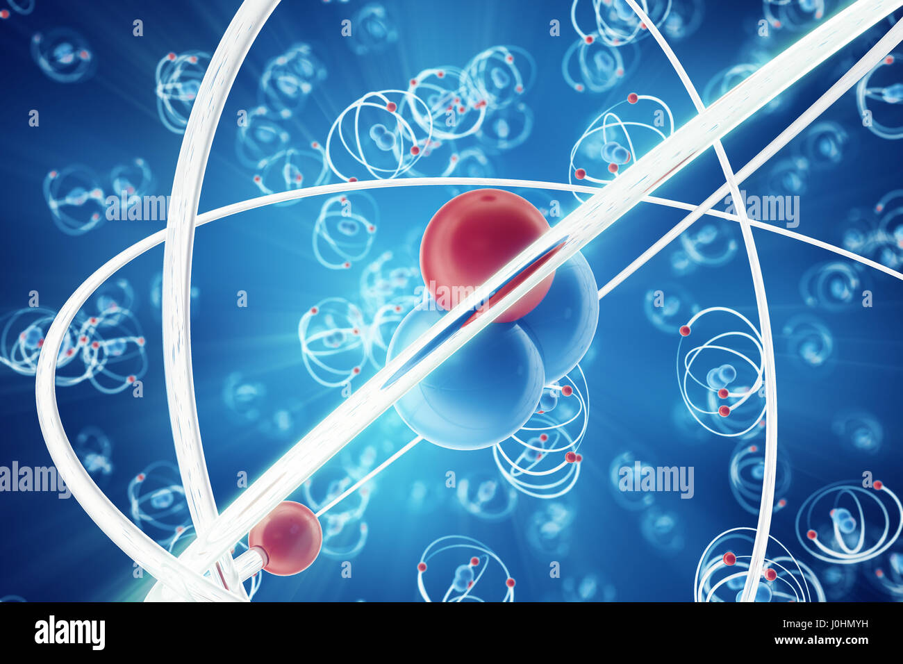 Abstract atom background, digital illustration of atom. Glowing energy ...