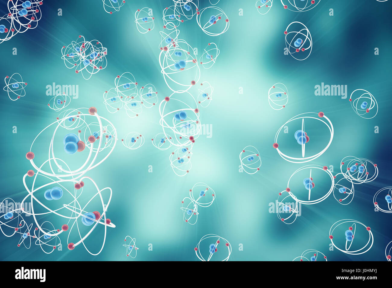 Abstract atom background, digital illustration of atom. Glowing energy balls. Abstract atom ...