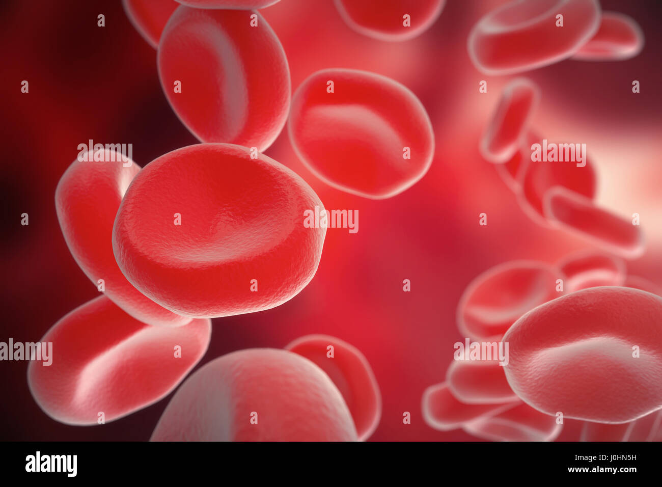 Red blood cells in vein or artery, flow inside inside a living organism ...