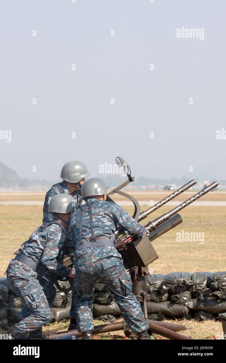 Anti-aircraft climbing Heavy machine gun. Training of troops combat ...