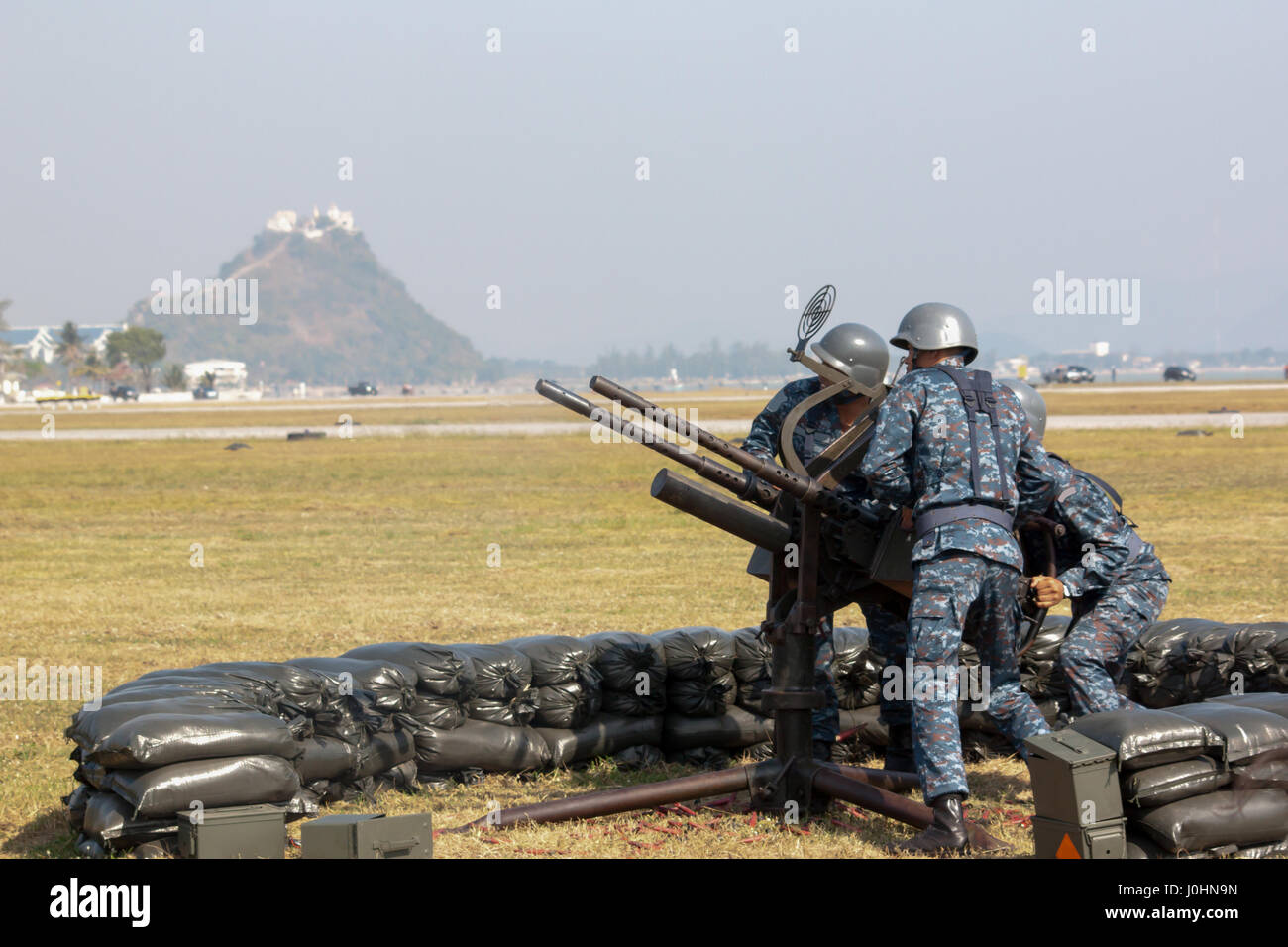 Anti-aircraft climbing Heavy machine gun. Training of troops combat ...