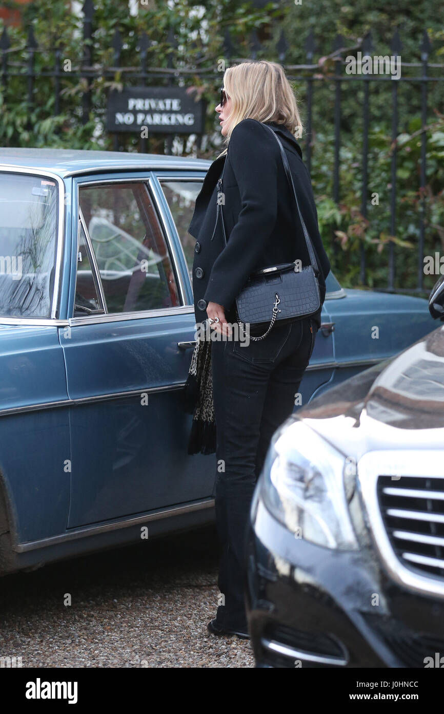 Kate Moss leaves her North London home and gets into a vintage Mercedes ...