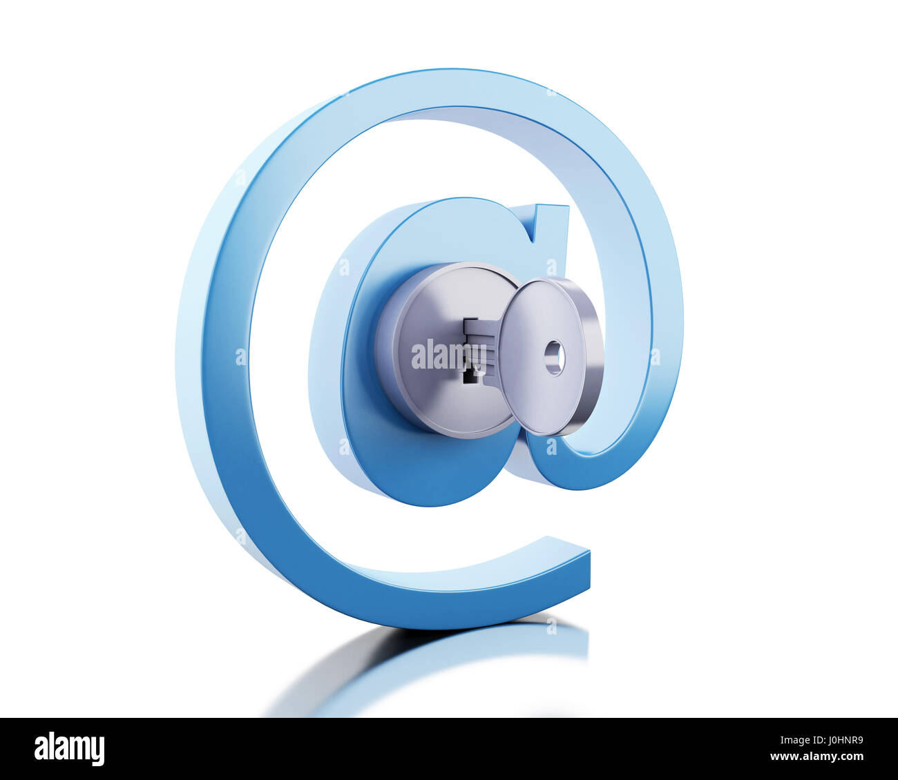 3d illustration. Mail sign with key. E-mail Safety concept. Isolated ...