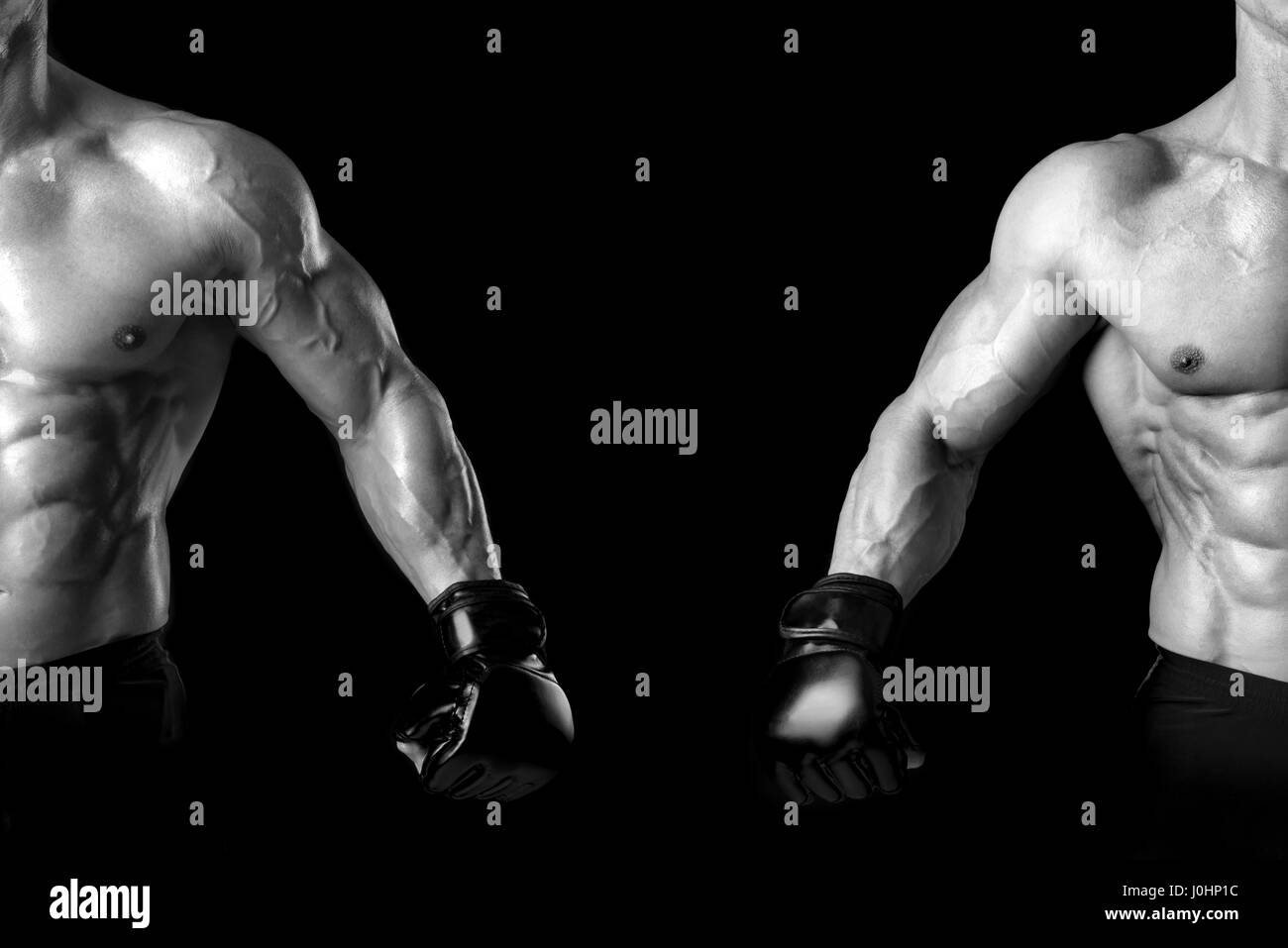 Muscular male model in fight Black and White Stock Photos & Images - Alamy