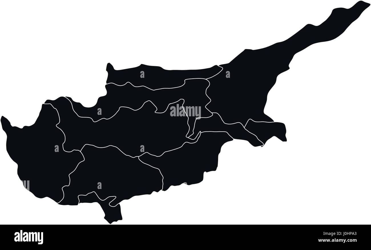 cipro map with regions on a white background Vector Stock Vector Image ...