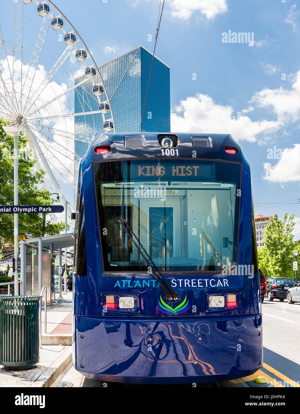 Blue Atlanta Streetcar Stock Photo - Alamy