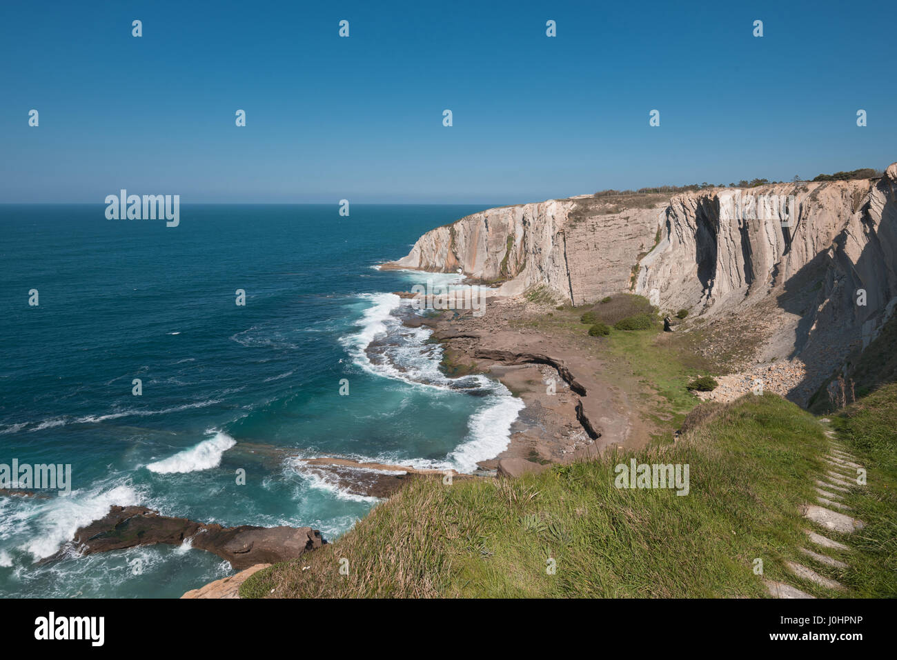 Azkorri cliffs and coastline in Getxo, Bilbao, Basque country, Spain ...