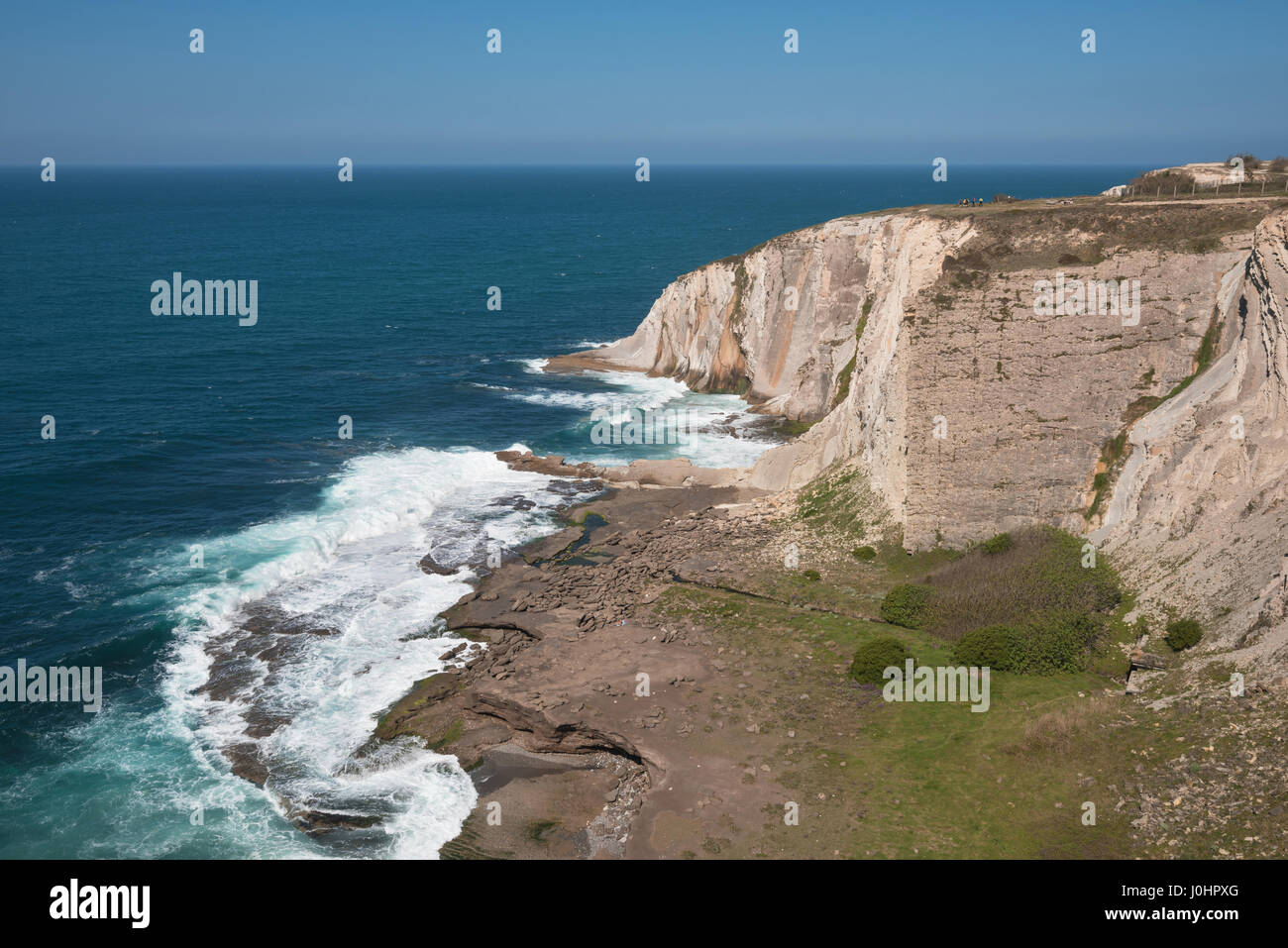 Azkorri cliffs and coastline in Getxo, Bilbao, Basque country, Spain ...