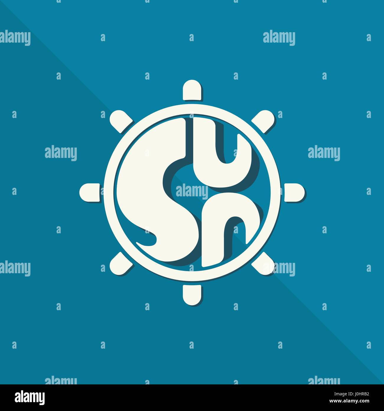 Hand lettering SUN text. Vector illustration. Handwritten text with sun ...