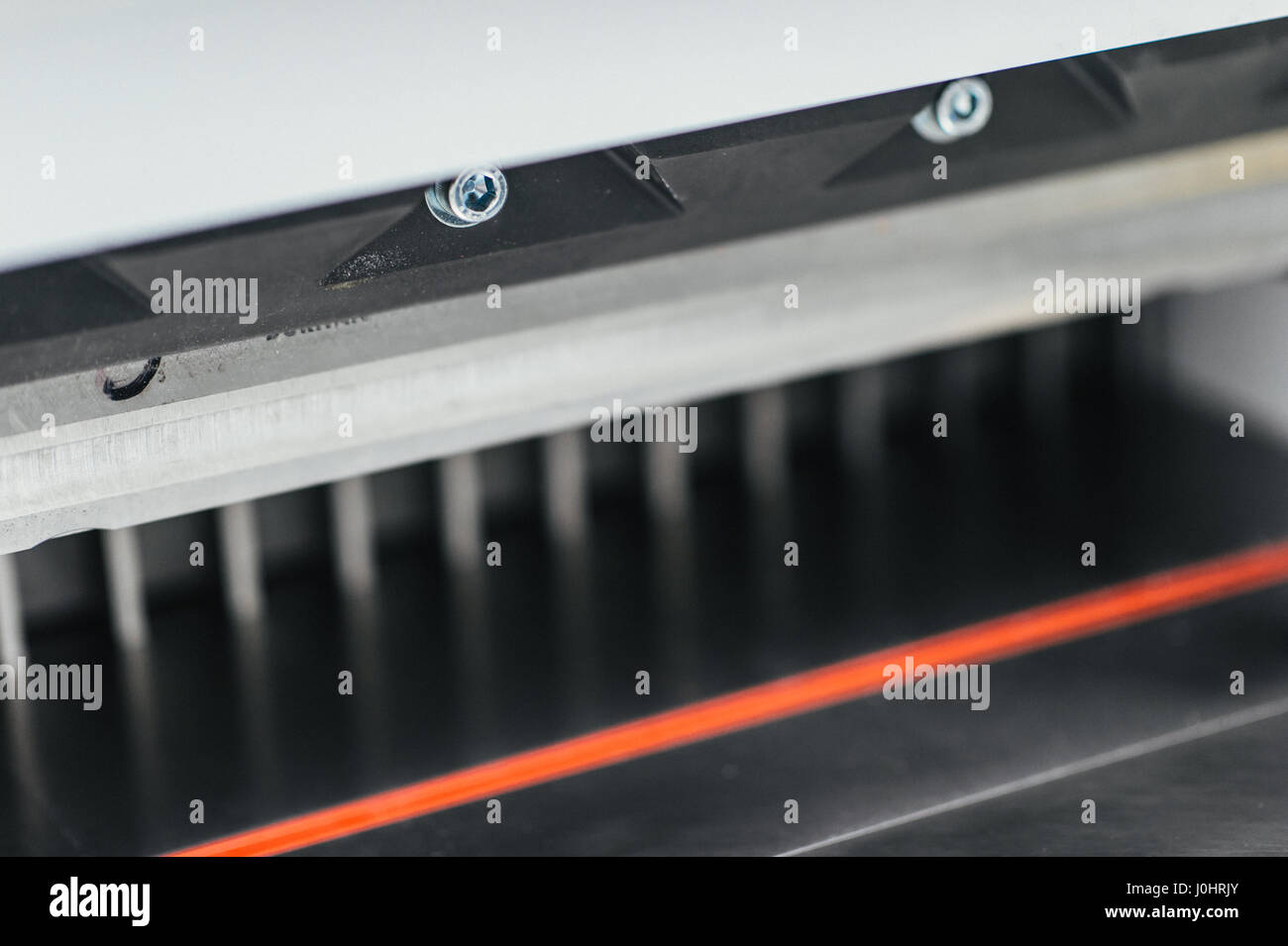 Close Up of a Paper Cutting Guillotine Machine Stock Photo - Alamy