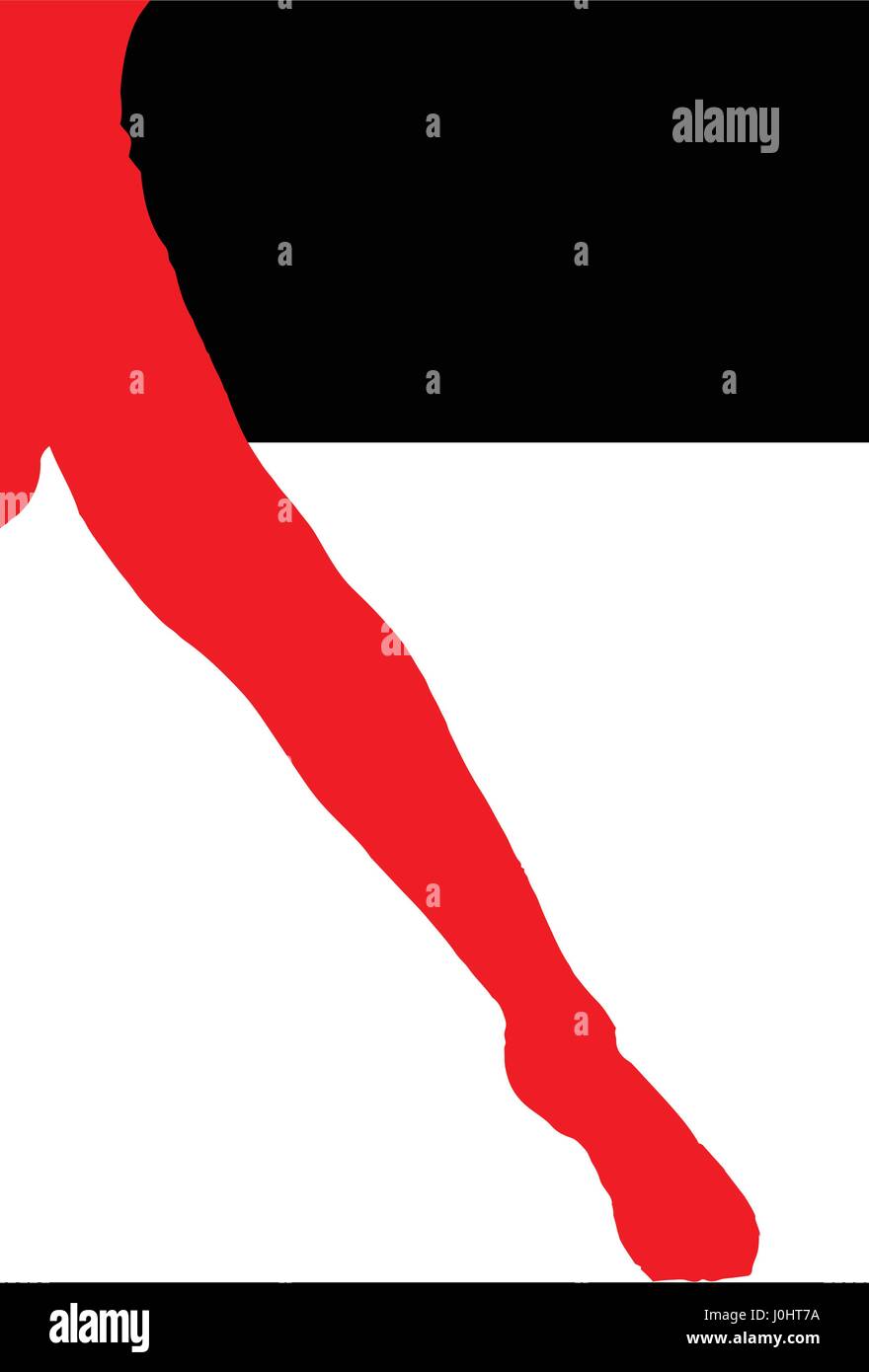 A red leg silhouette set against a black and white background Stock ...