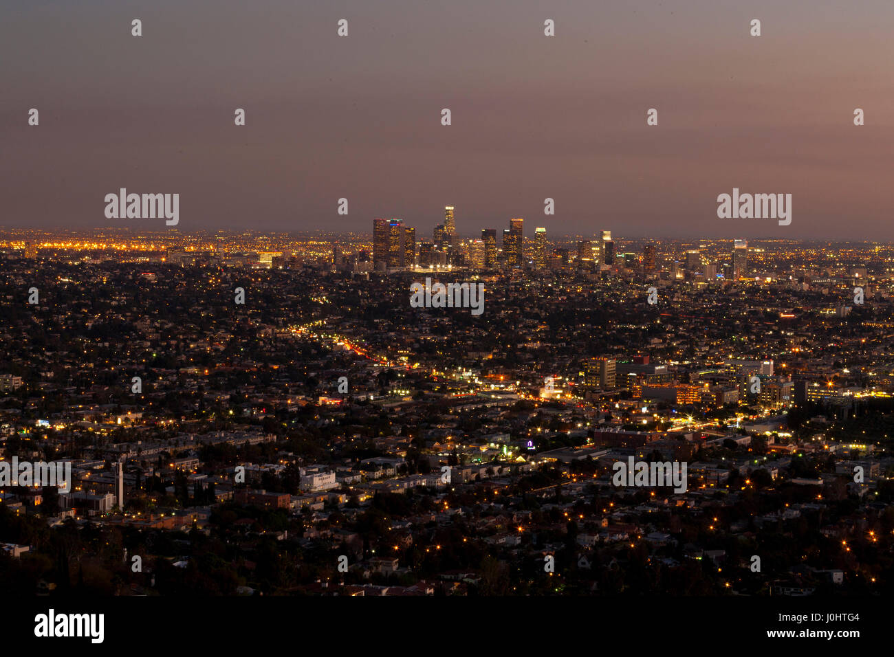 Los Angeles at night - looking out towards downtown Stock Photo - Alamy