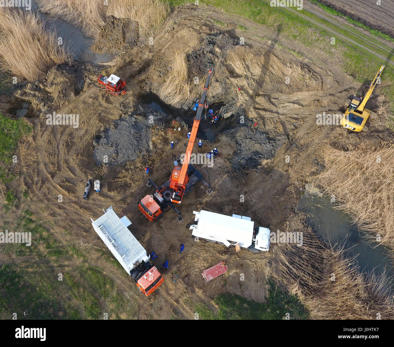 Repair of the gas pipeline section passing through the water channel ...