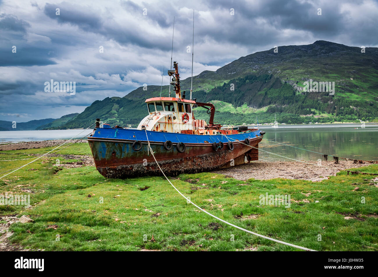 Rusty shipwreck on shore in summer, Scotland, UK Stock Photo - Alamy