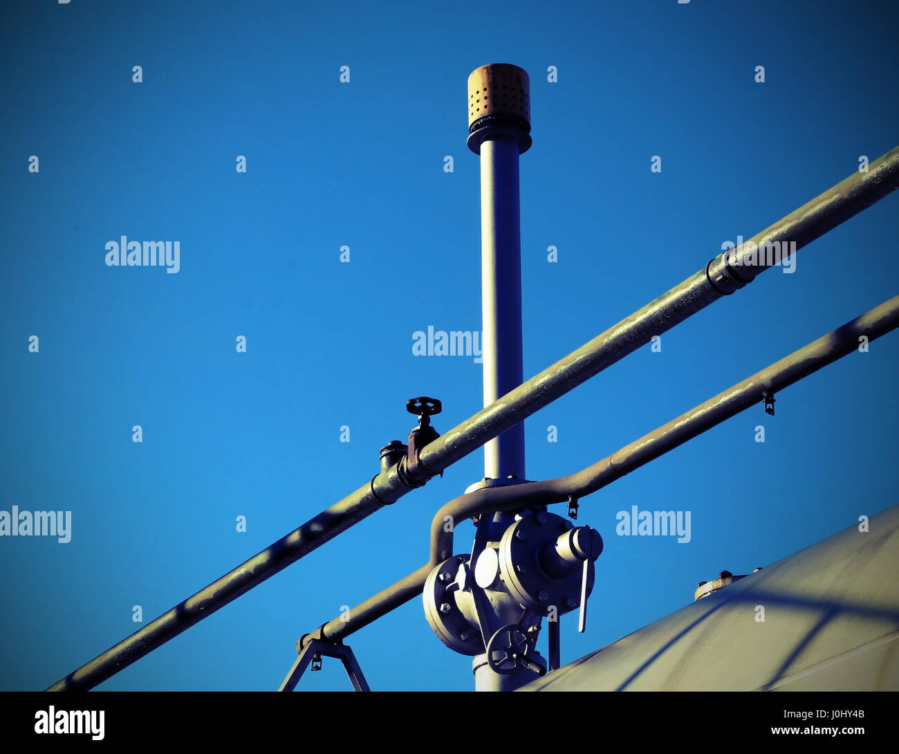 vents of an air vent above the large tank of methane gas of the ...