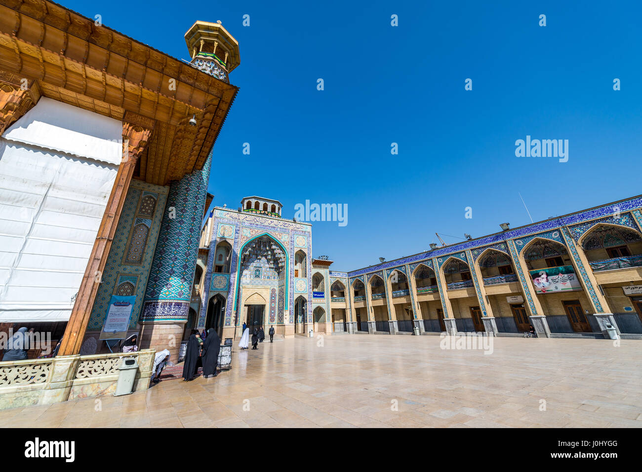 Courtyard of Mosque and Mausoleum of Shah Cheragh in Shiraz city ...