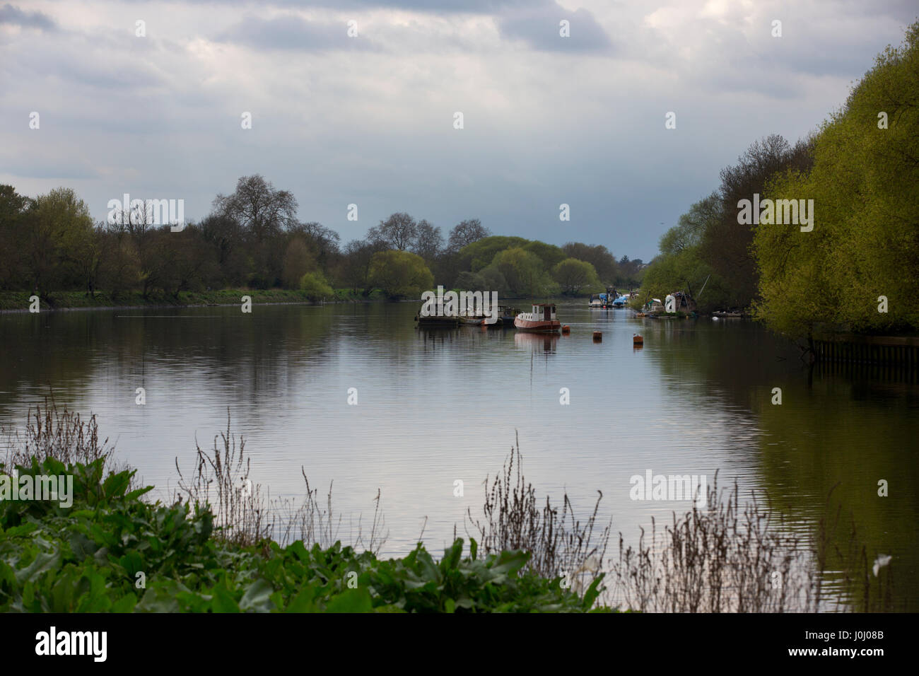 The Thames Path, Teddington Weir and Lock to Richmond along the south ...
