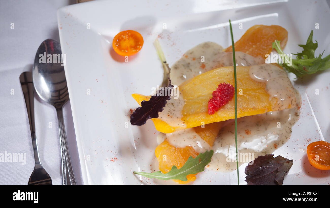 Food and Brandy Restaurant Service Stock Photo - Alamy