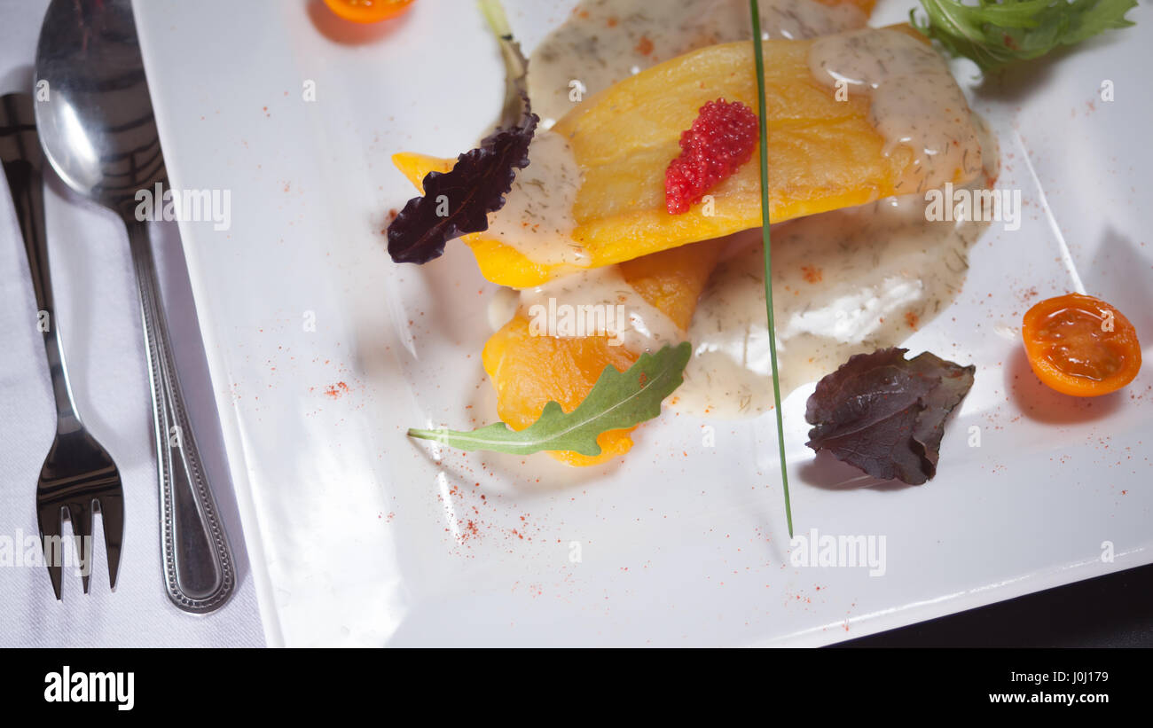 Food and Brandy Restaurant Service Stock Photo - Alamy