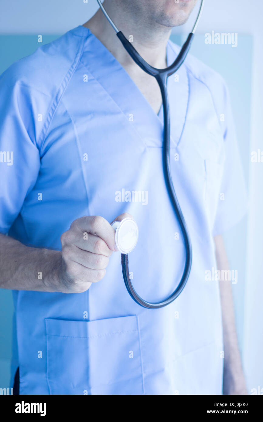 Doctors medical stethoscope heart rate monitoring equipment to listen ...