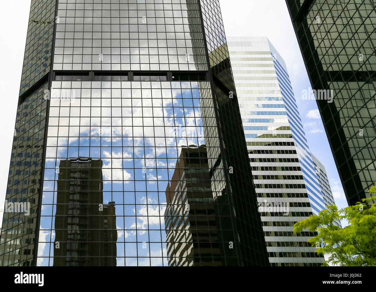 Denver, USA - May 25, 2016: Looking up skyscrapers of the World Trade ...