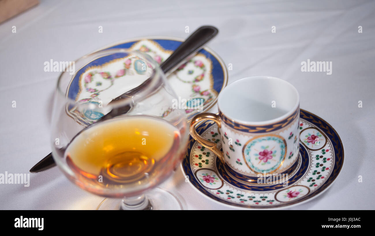 Food and Brandy Restaurant Service Stock Photo - Alamy