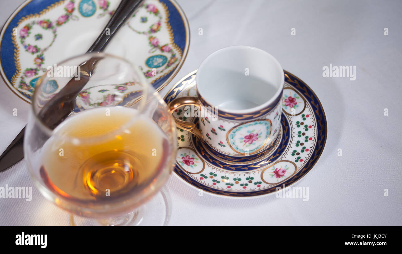Food and Brandy Restaurant Service Stock Photo - Alamy
