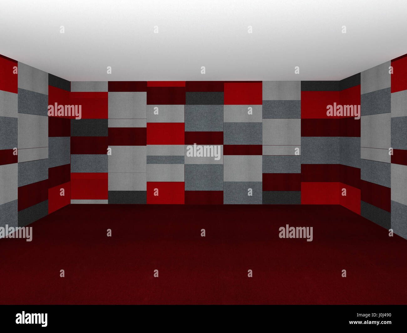Red Wall and Carpet Floor. 3D Rendering. Mock up Stock Photo - Alamy