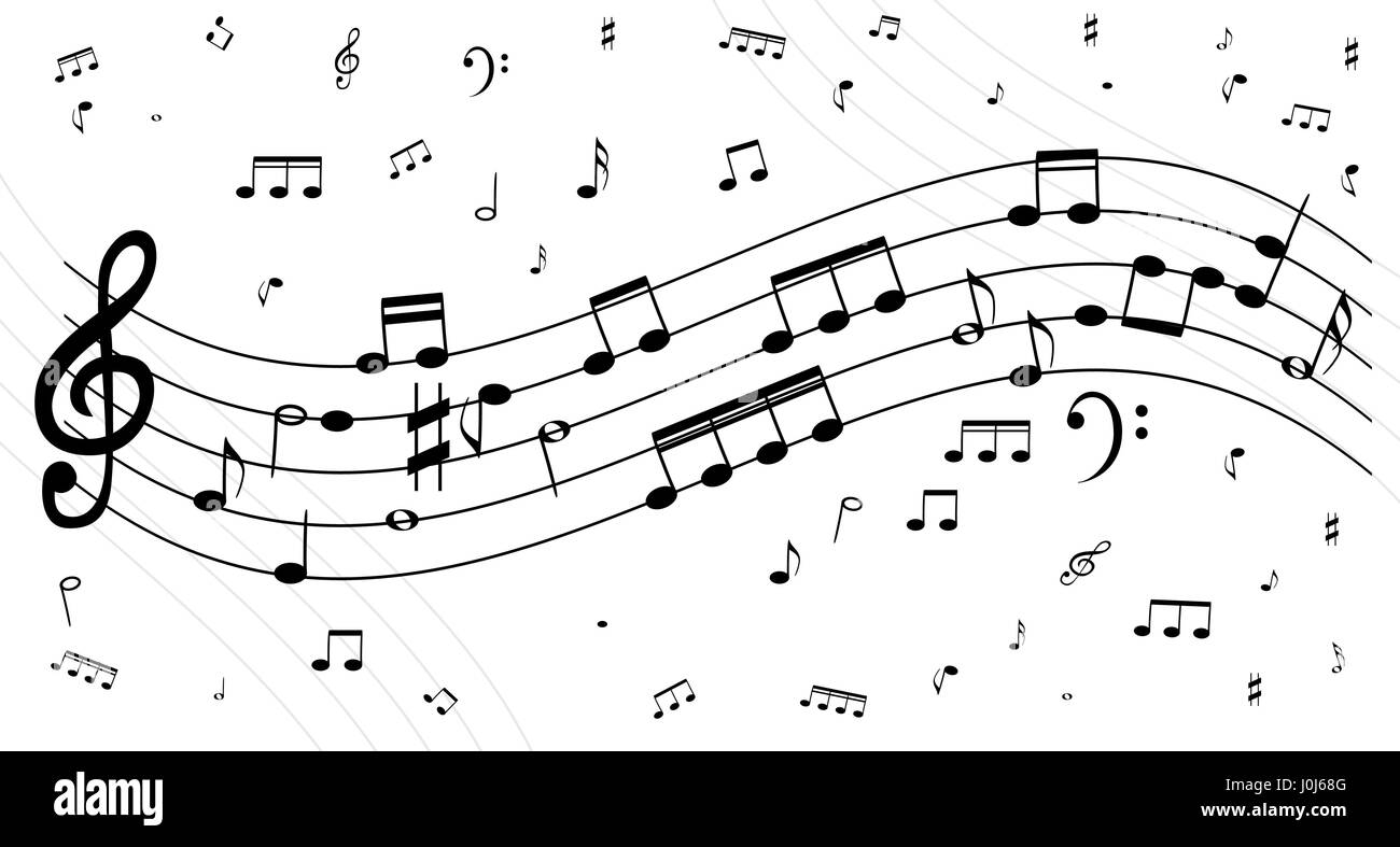 Set of musical notes on five-line clock notation without a featu Stock ...