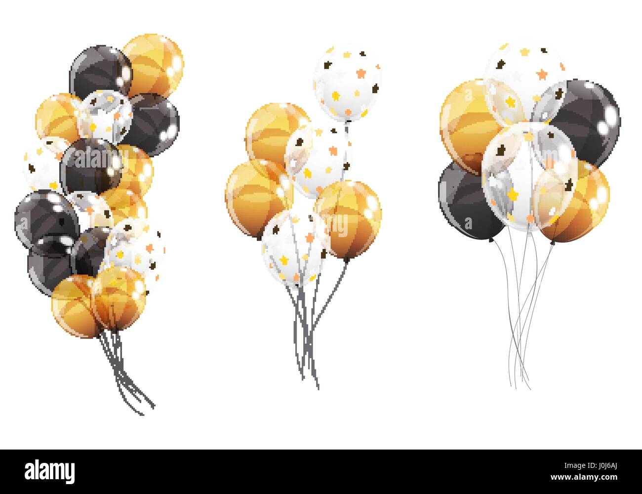 Group Of Colour Glossy Helium Balloons Isolated On White Backgro Stock
