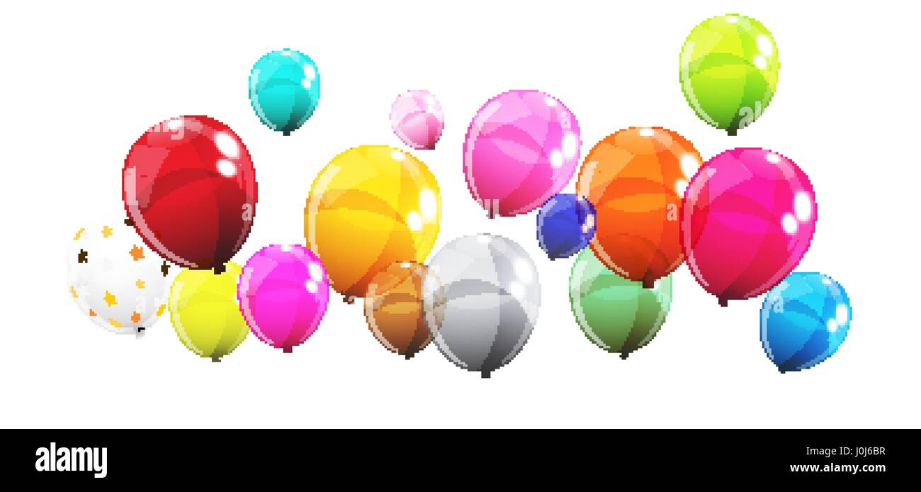 Group of Colour Glossy Helium Balloons Isolated on White Backgro Stock ...