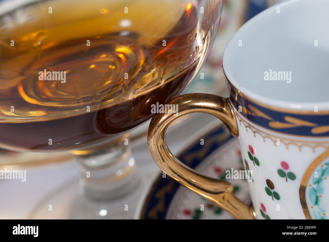 Food and Brandy Restaurant Service Stock Photo - Alamy