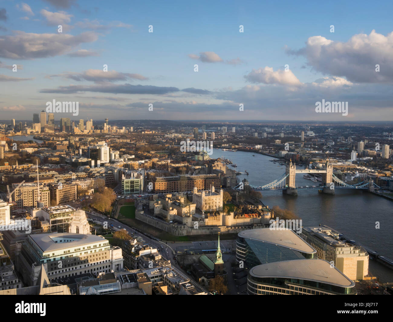 europe, UK, England, London, aerial skyline Tower Bridge Stock Photo ...